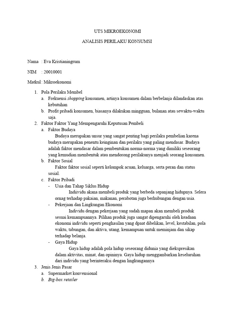 UTS MIKROEKONOMI - Eva Kristianingrum | PDF