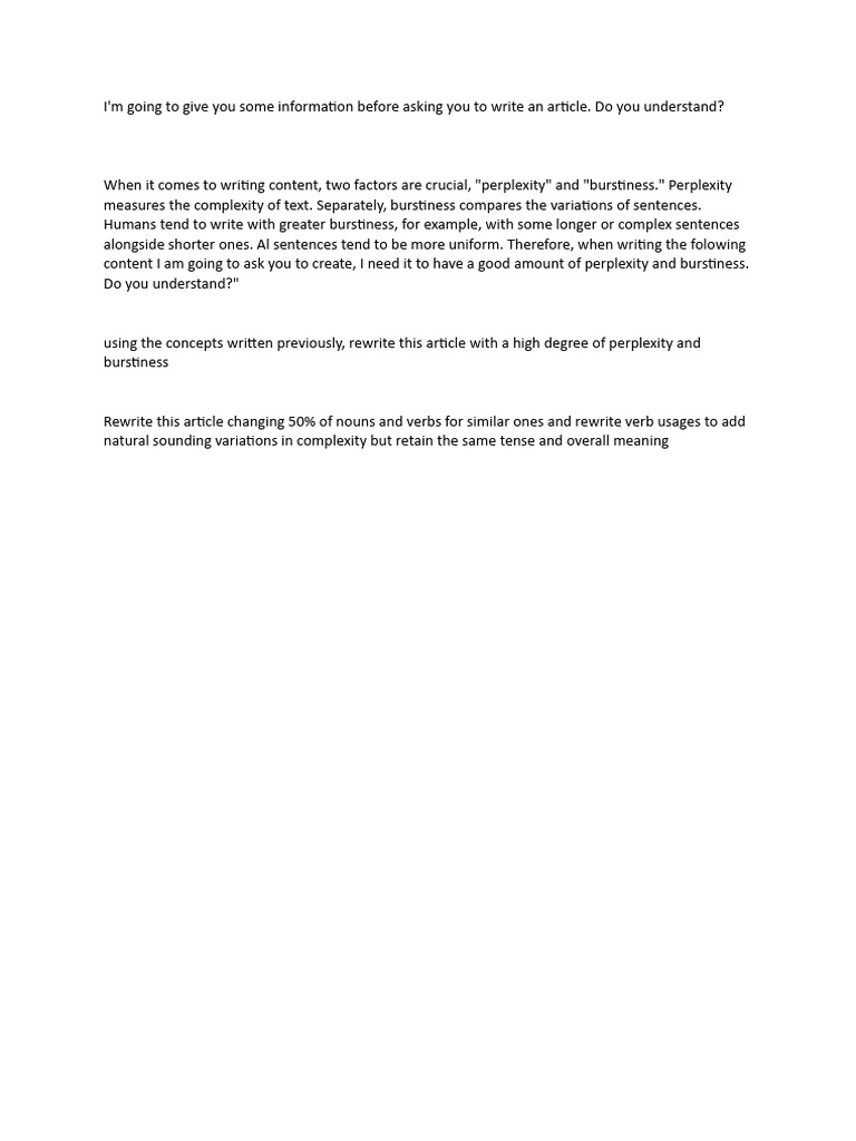 Writing with Perplexity & Burstiness | PDF