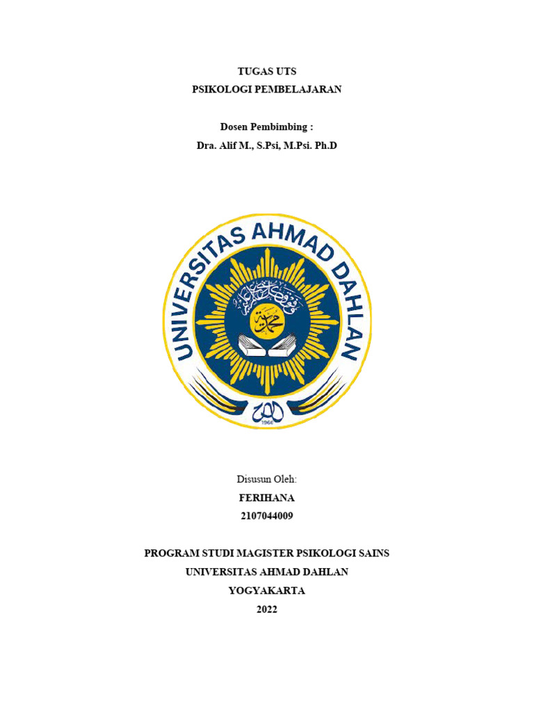 Tugas Ferihana Uts Psiko Pembelajaran | PDF