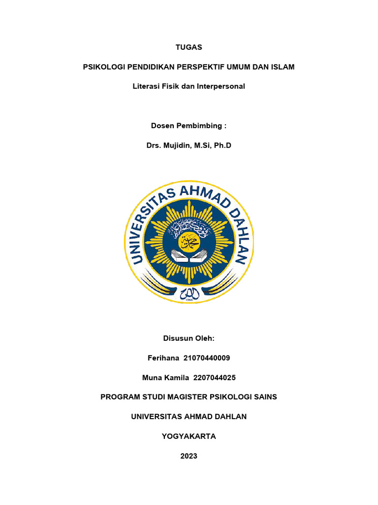 Tugas Literasi Fisik Dan Interpersonal Ferihana Muna | PDF