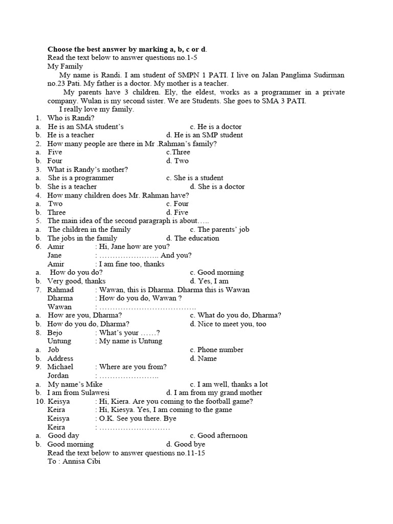 Choose The Best Answer by Marking A | PDF | Language Arts & Discipline