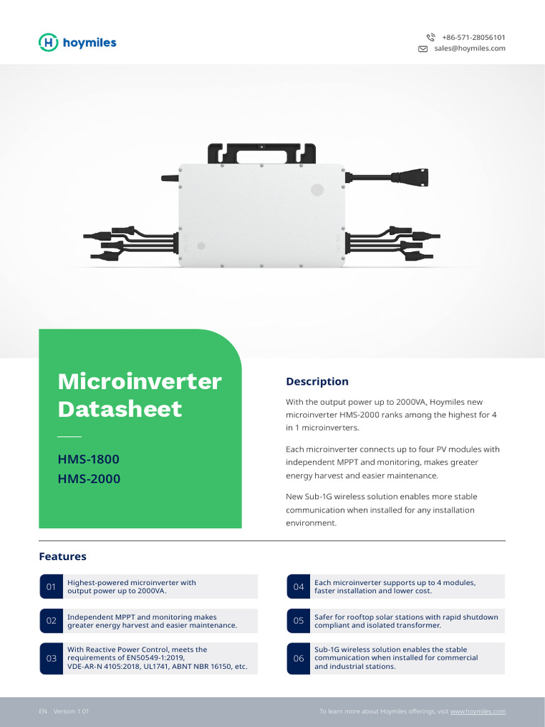 Micro Hoymiles Datasheet | PDF | Electrical Engineering | Electricity