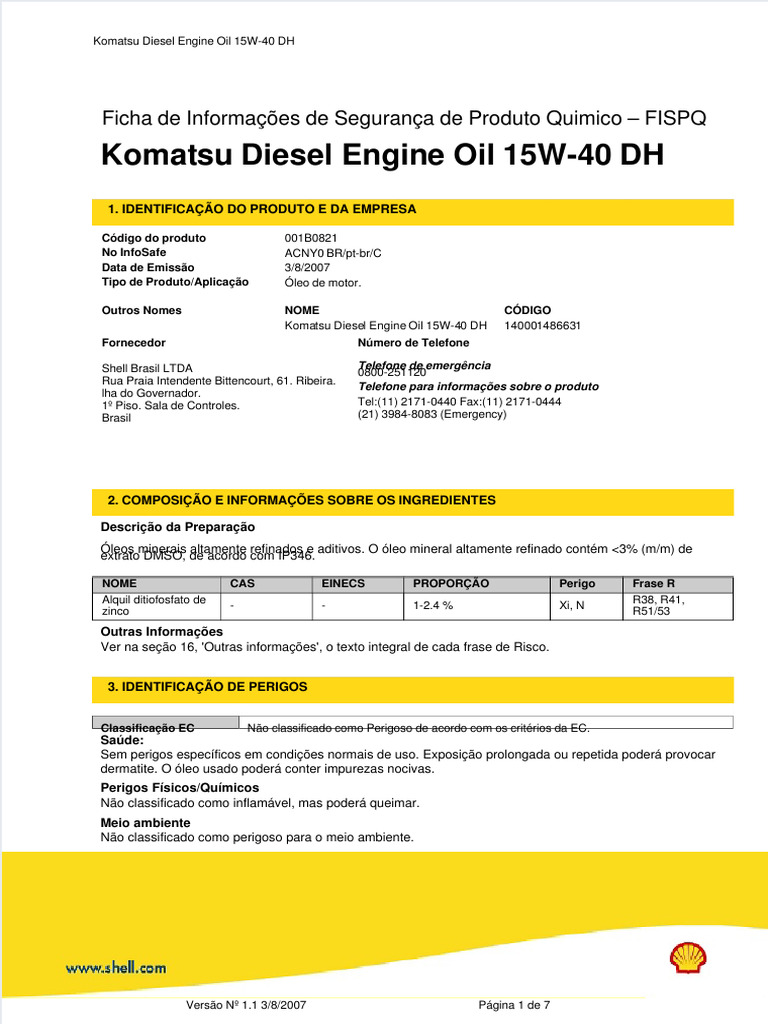 Fispq Diesel - Shell | PDF | Ambiente natural | Diesel