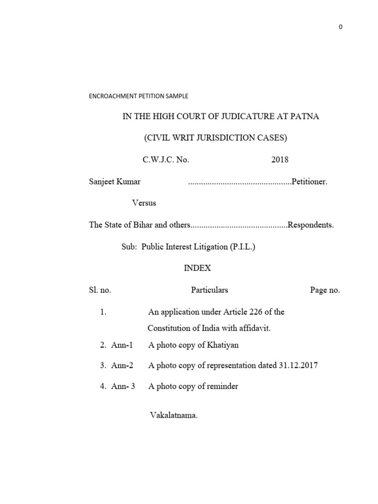 Encroachment Petition Sample | PDF | Writ | Mandamus