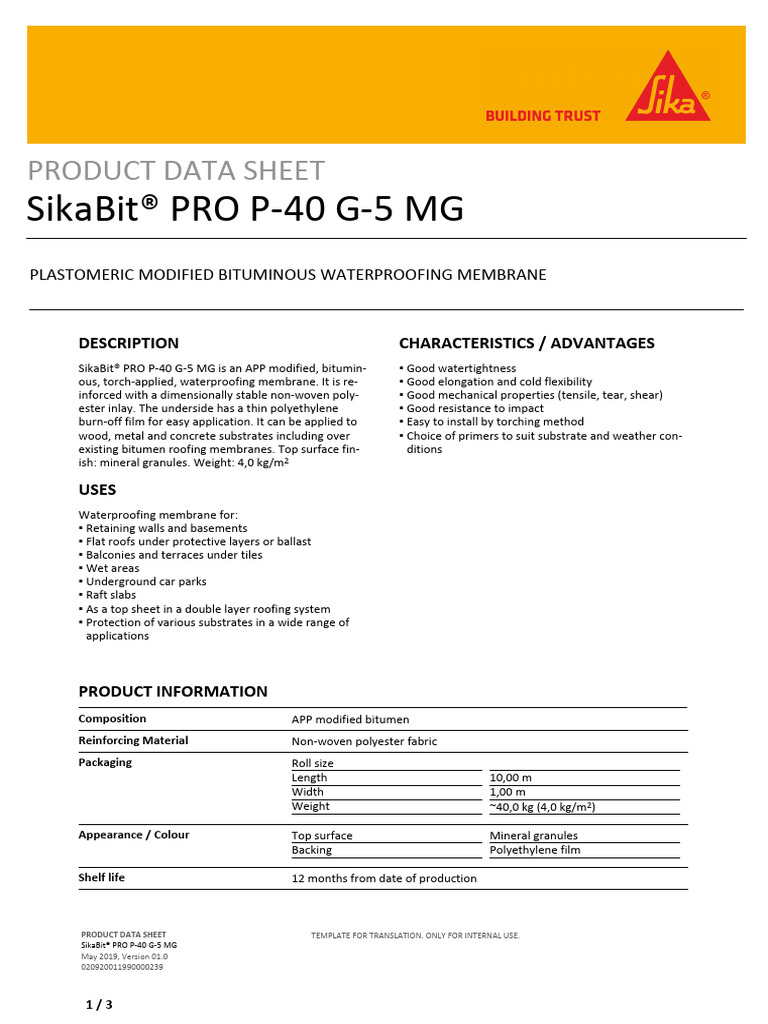 TL Engleski - SikaBit® PRO P-40 G-5 MG | PDF | Physical Sciences ...