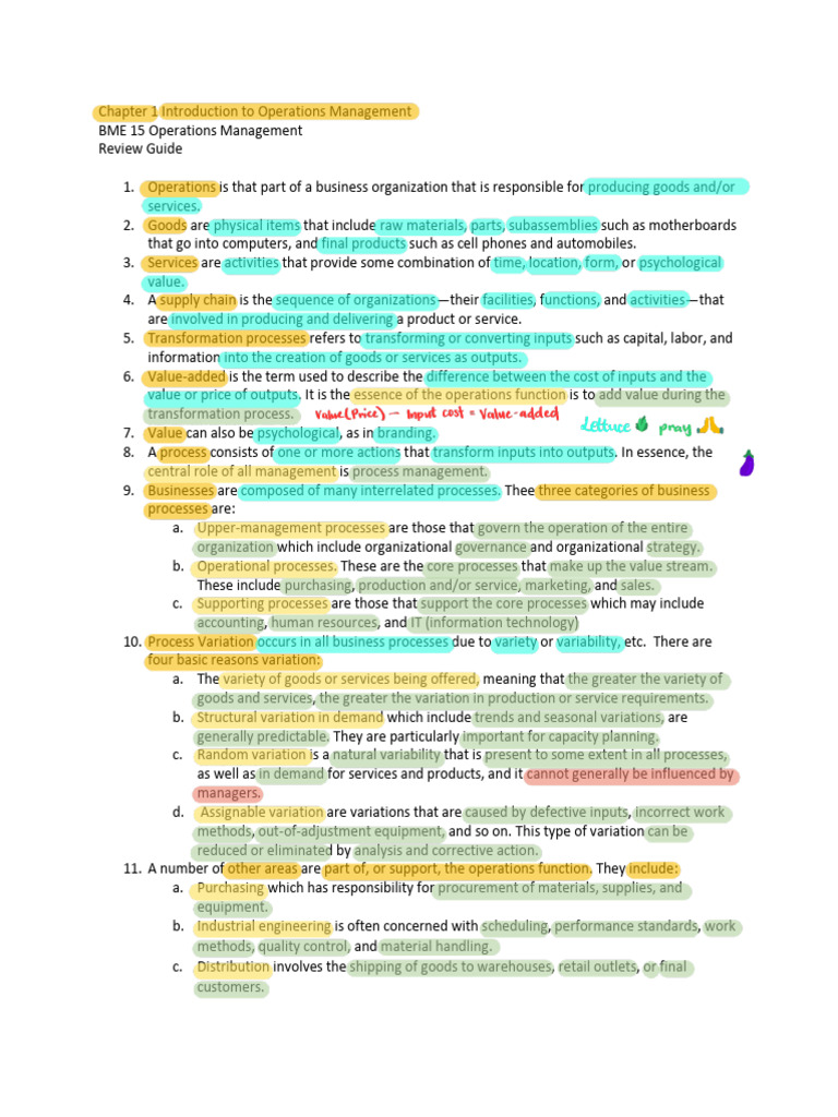 Chapter 1 Introduction to Operations Management | PDF