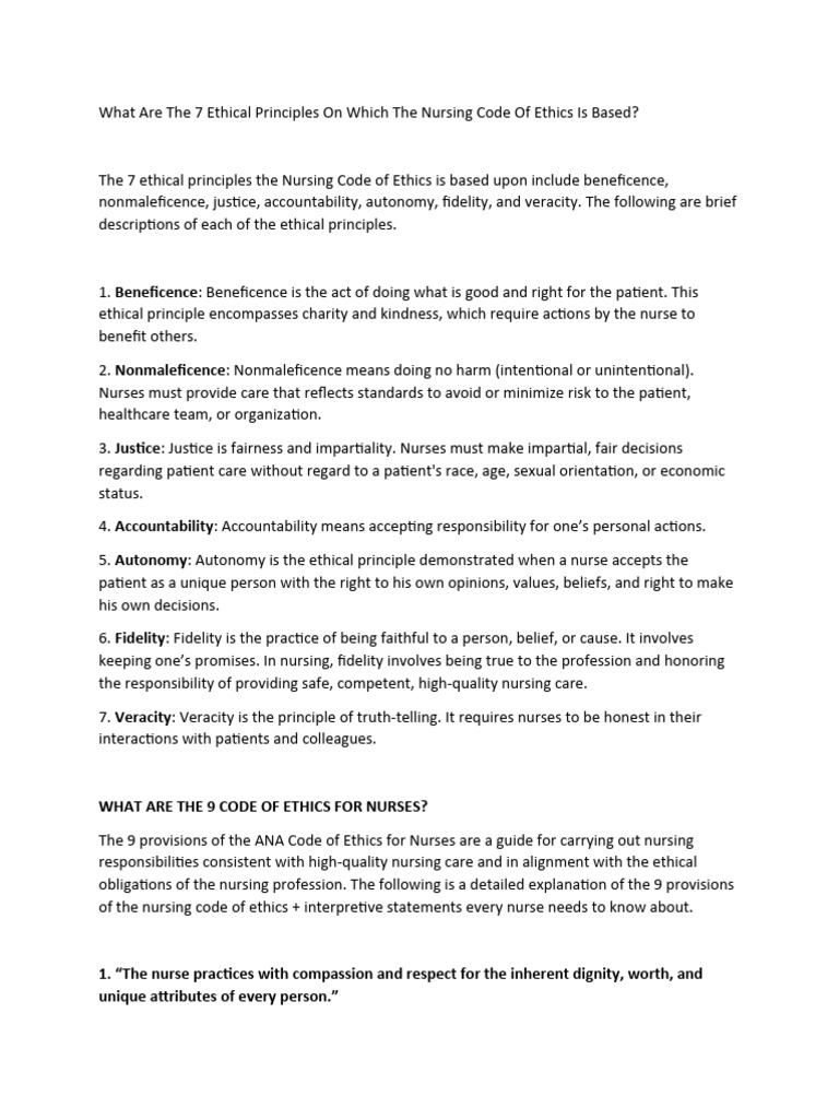 The Nursing Code of Ethics | PDF