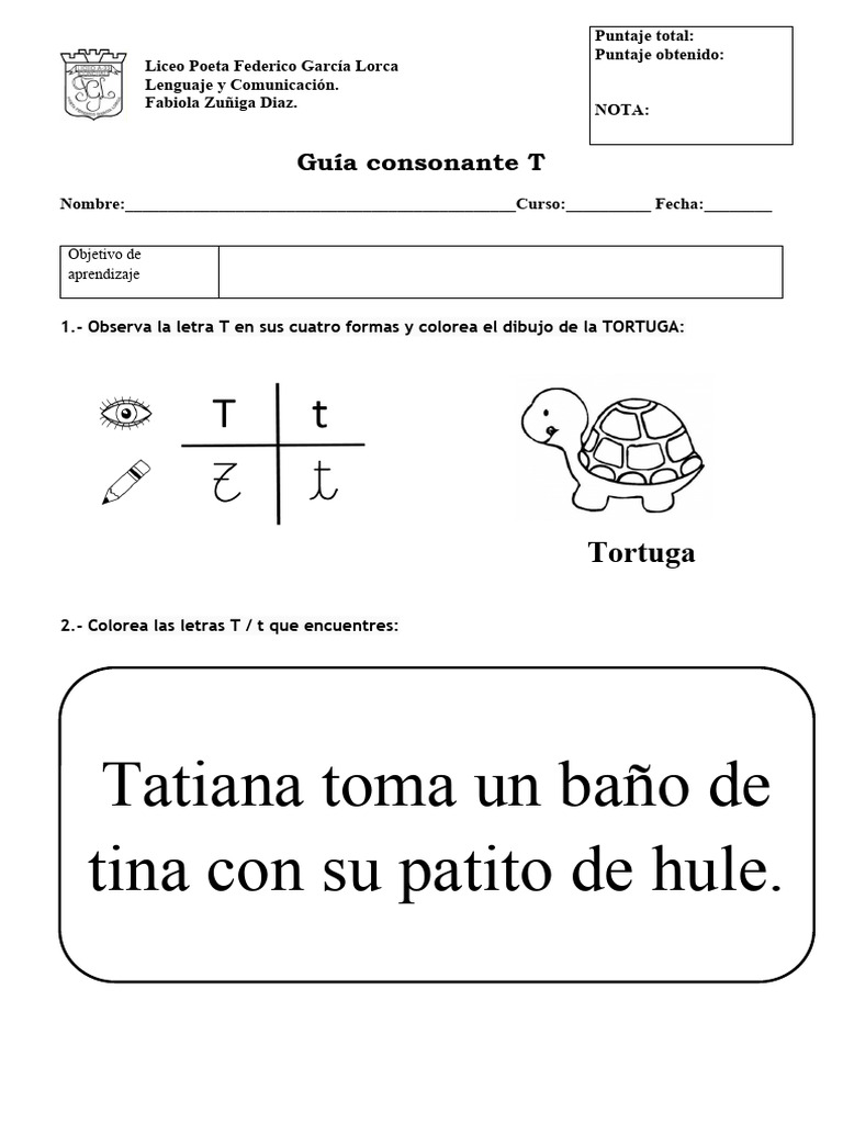 Guía Consonante T | PDF