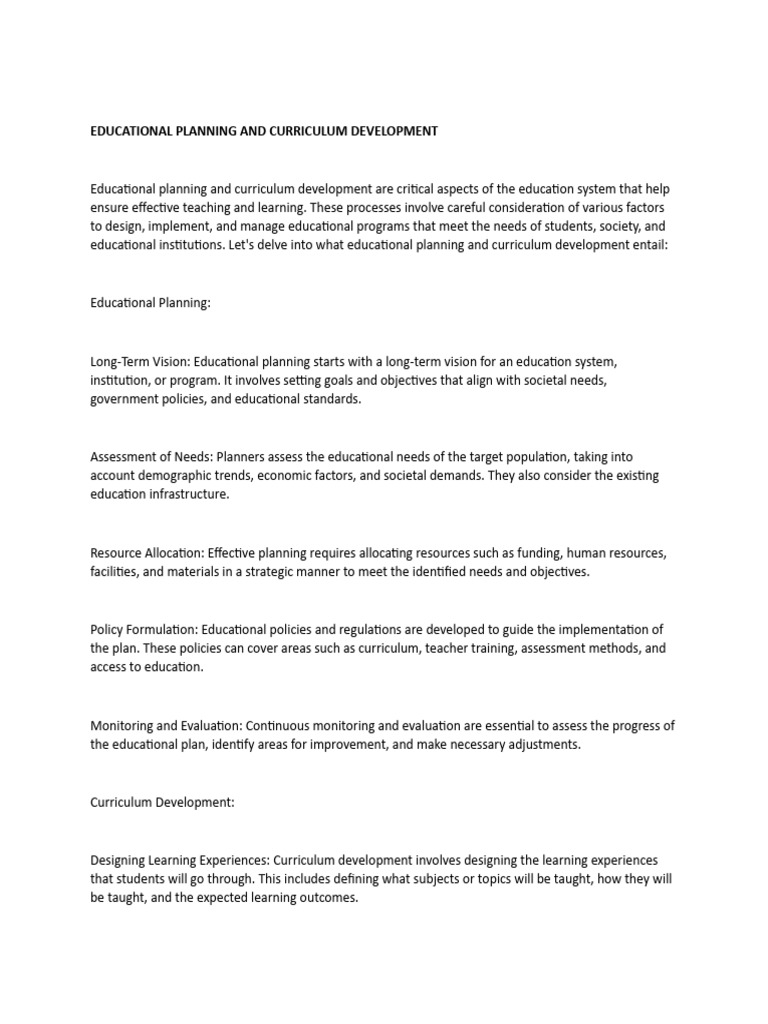 Curriculum Development | PDF