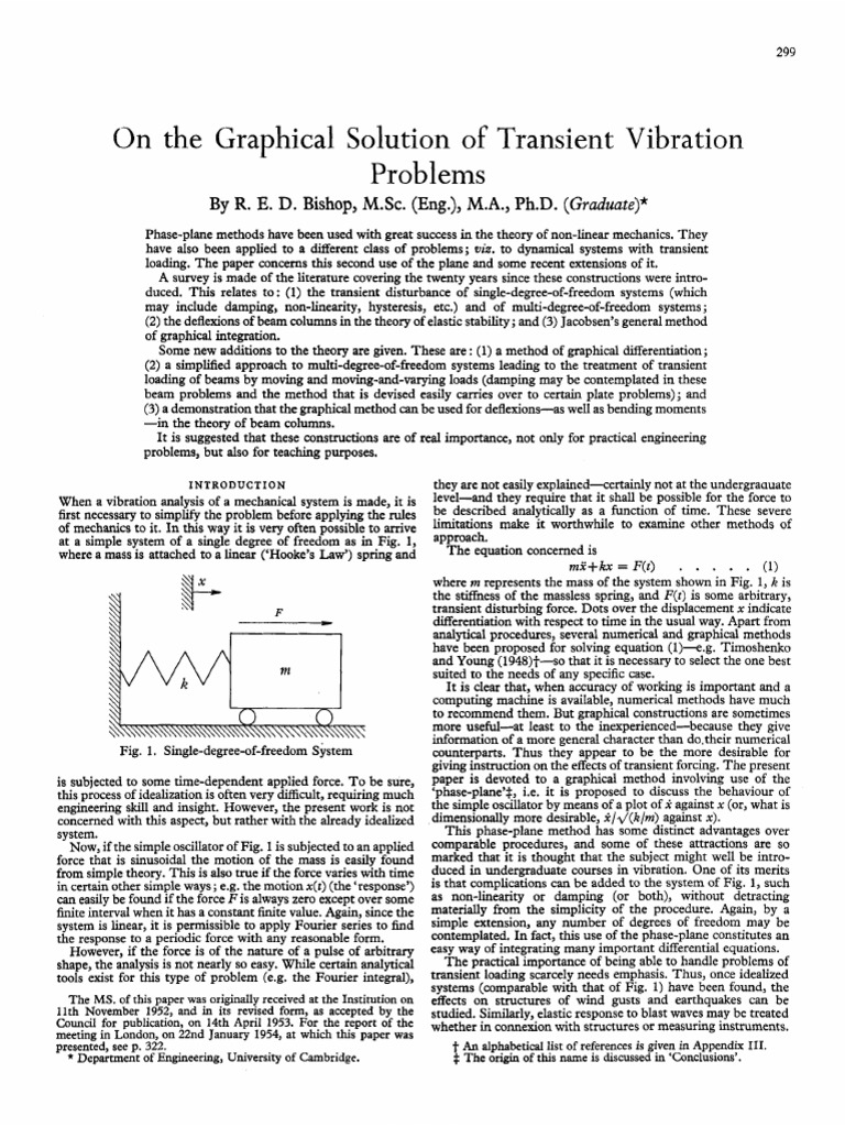 Bishop 1953 On The Graphical Solution of Transient Vibration Problems | PDF