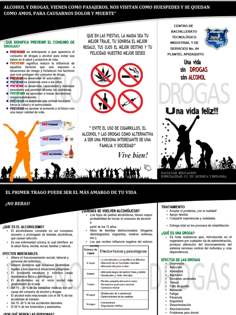 Triptico Drogadiccion | PDF | Alcoholismo | La dependencia de sustancias