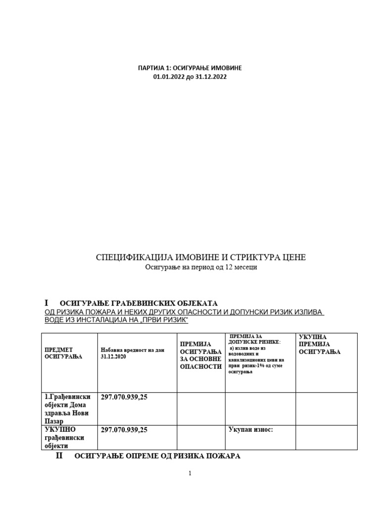OBRAZAC PONUDE Za Osiguranje Imovine I Lica | PDF