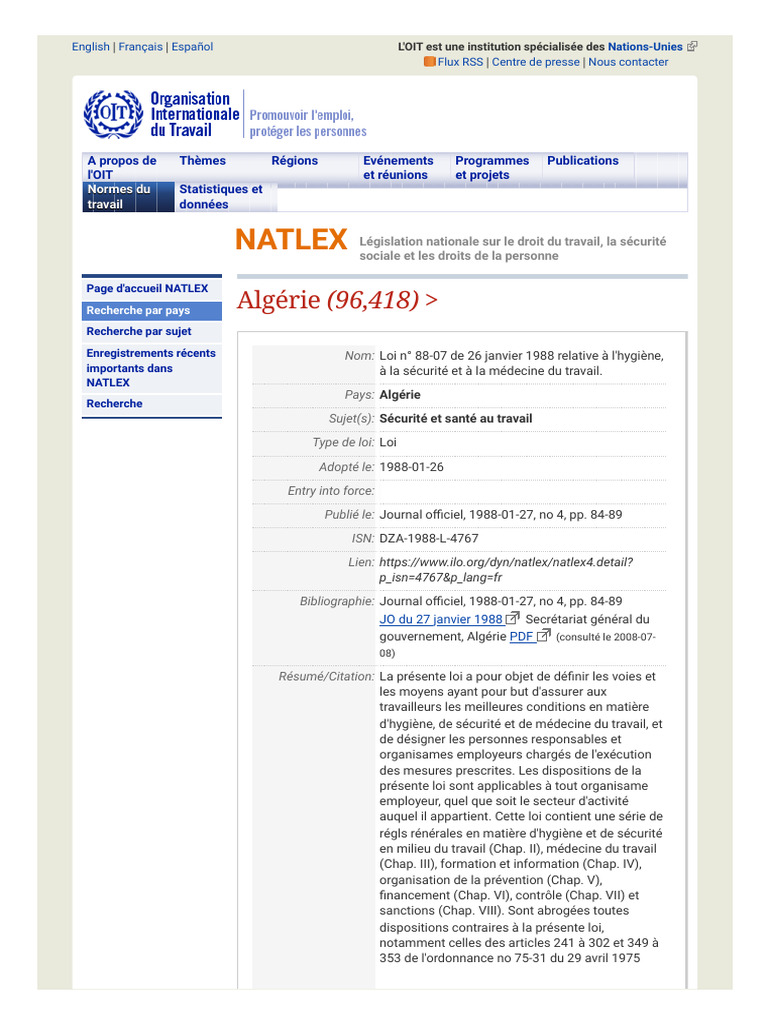 Algérie - Loi n° 88-07 de 26 janvier 1988 relative | PDF