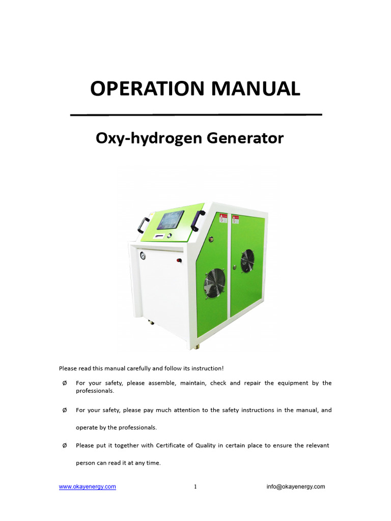OH1500 Oxy-Hydrogen Generator Manual | PDF