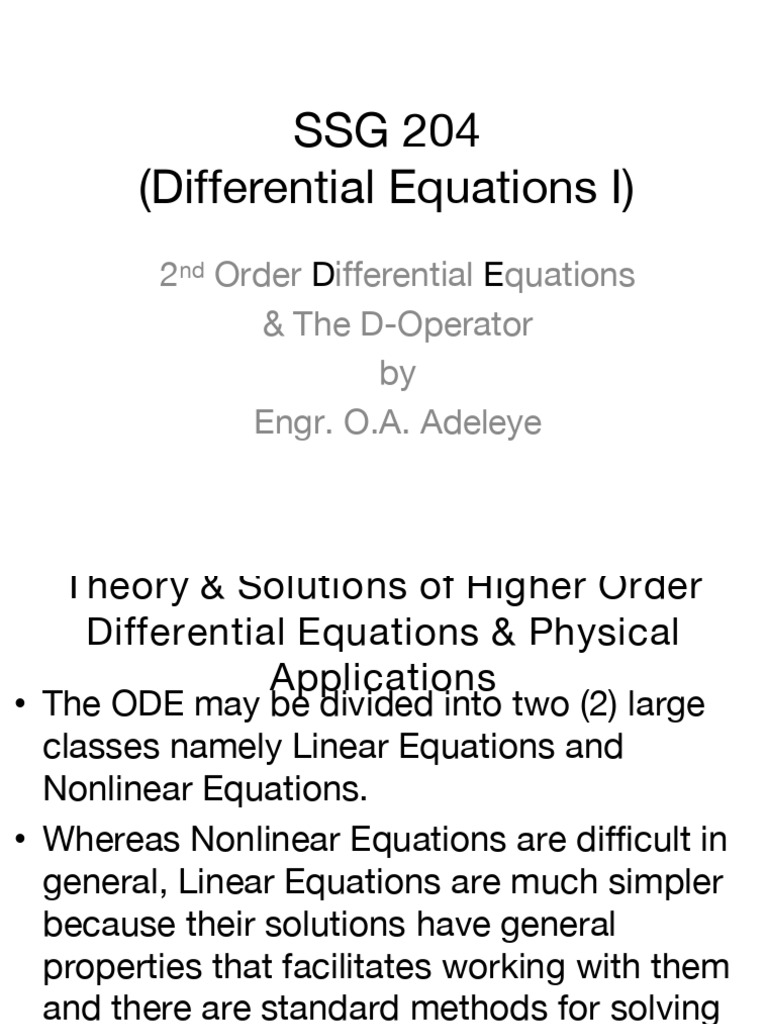 04 2nd Order ODE - The D Operator | PDF | Ordinary Differential ...