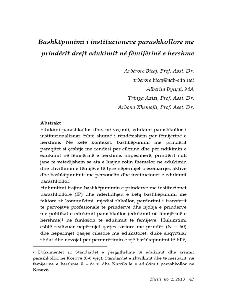 02 Arberore Alberita Tringa Arbona 022018 | PDF