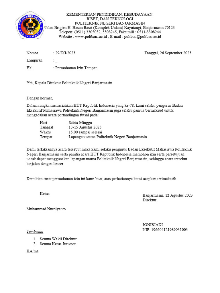 Surat Permohonan Resmi | PDF