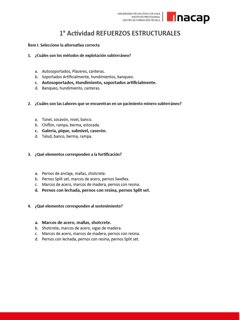 1° ACTIVIDAD - Refuerzos Estructurales 2023 | PDF | Minería | Acero