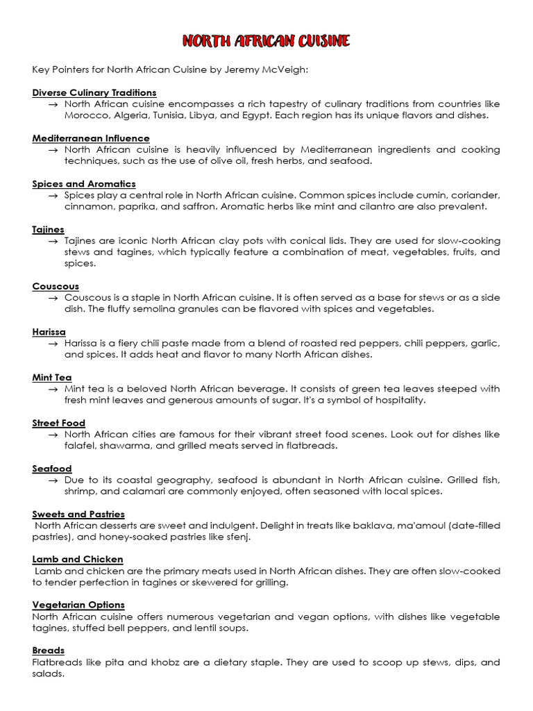 NORTH AFRICAN and CARIBBEAN CUISINE | PDF | African Cuisine | Cuisine