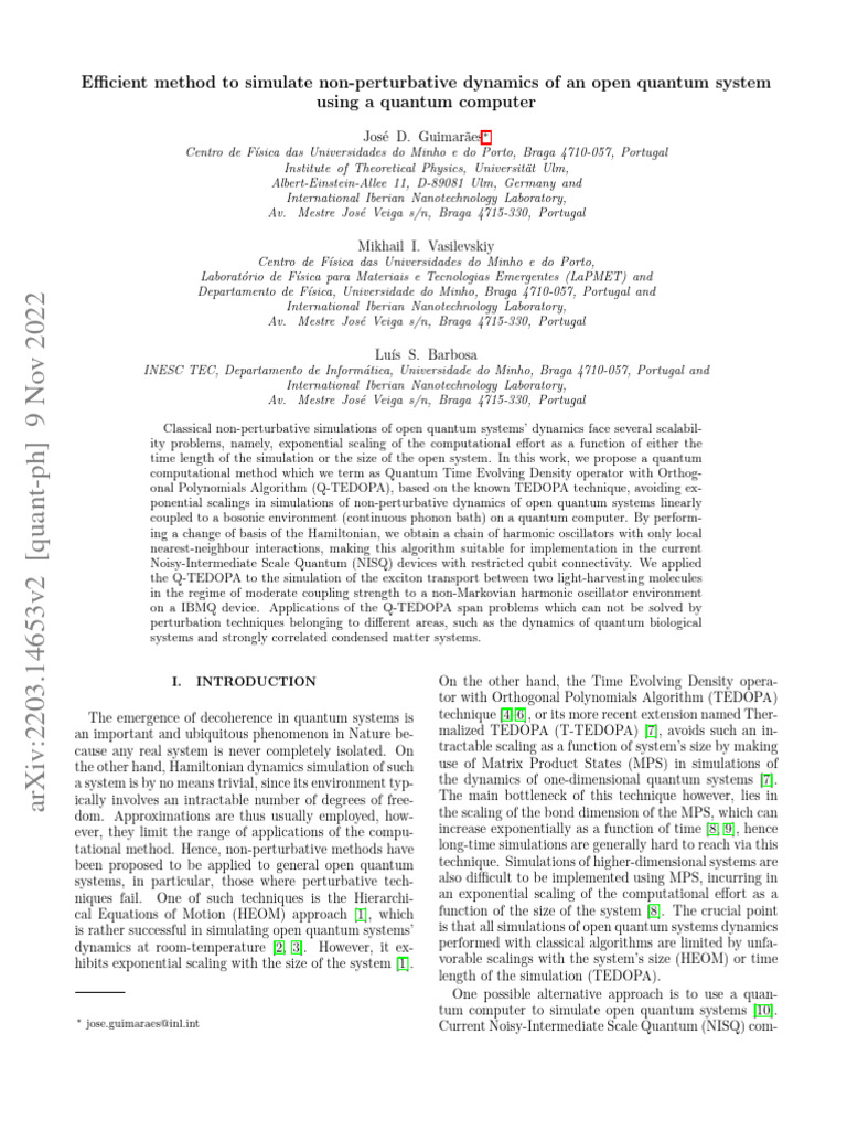 Efficient Method To Simulate Non-Perturbative Dynamics of An Open Quantum System Using A Quantum ...
