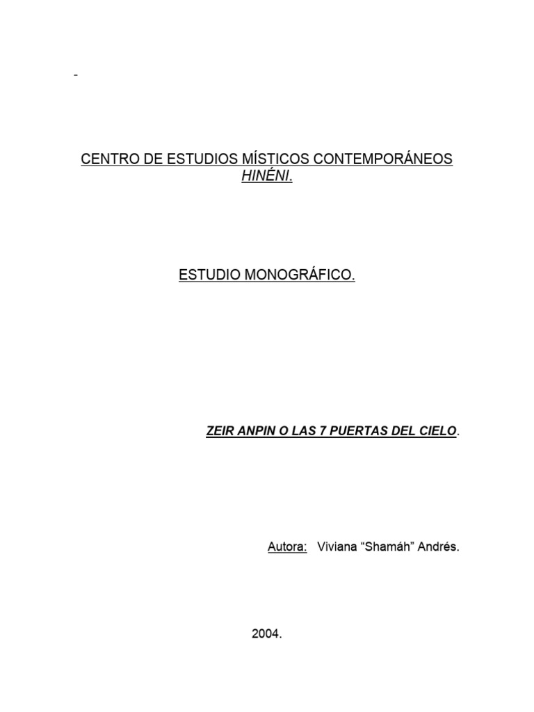 Zeir Anpin: Las 7 Puertas del Cielo | PDF | Filosofía | Religión y ...