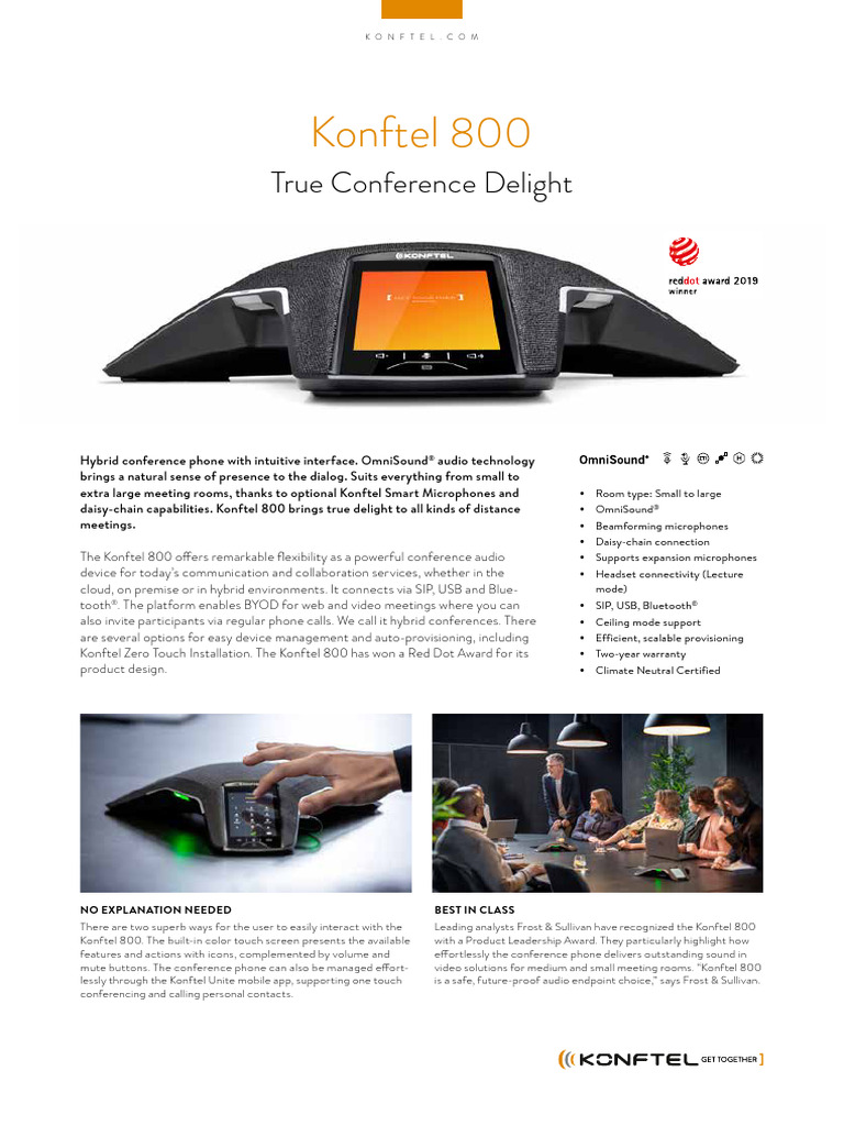 Konftel 800 - Datasheet - ENG-LOW | PDF | Usb | Communications Protocols