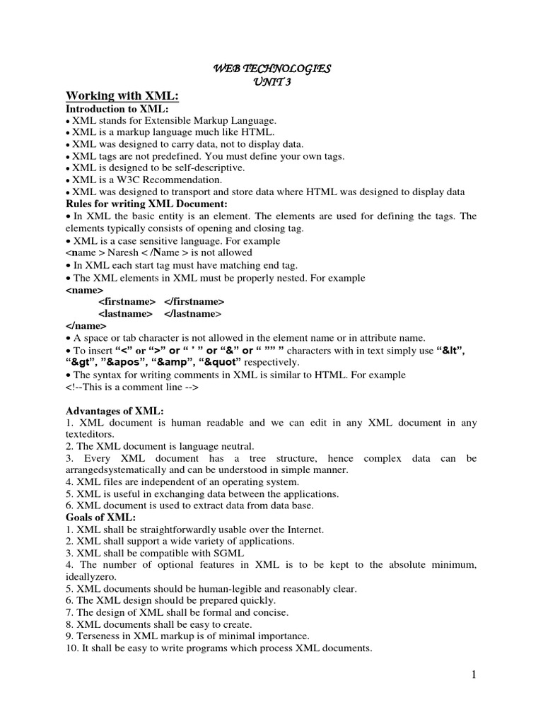 WT R19 Unit 3 | PDF | Xml | Xml Schema