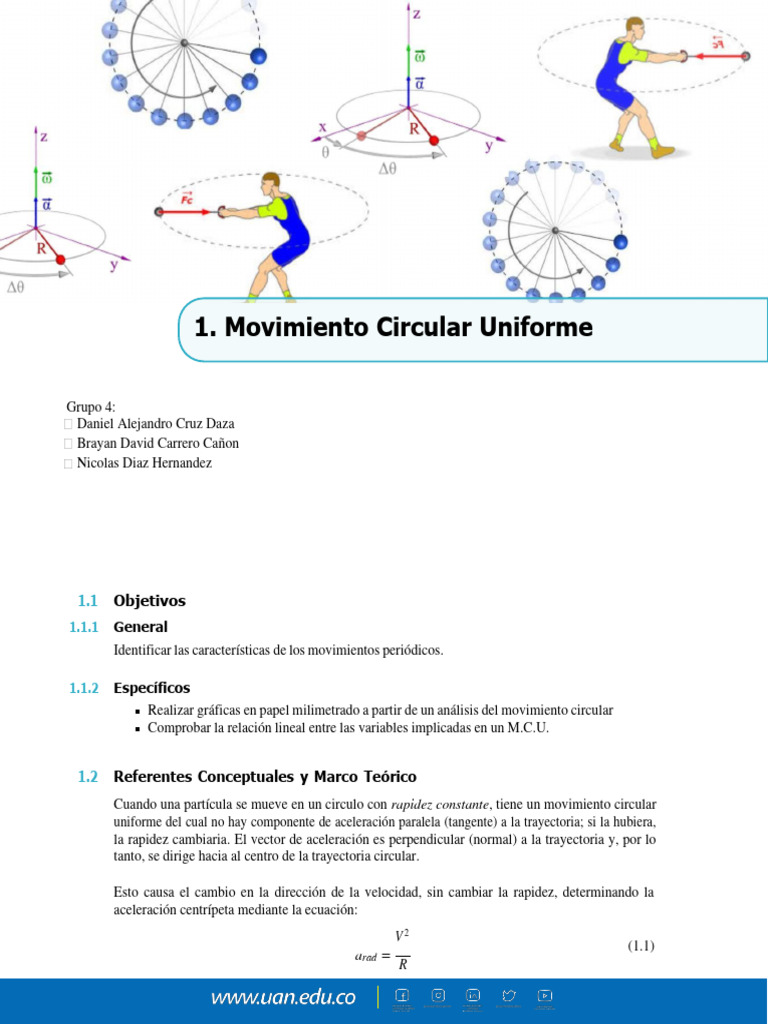 Lab 1. Movimiento Circular Uniforme | PDF