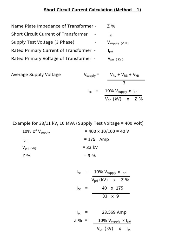 Short Circuit Current For Transformer | PDF