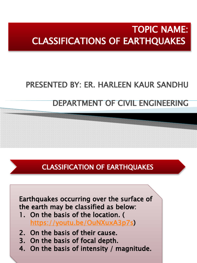 Classification of Earthquake | PDF