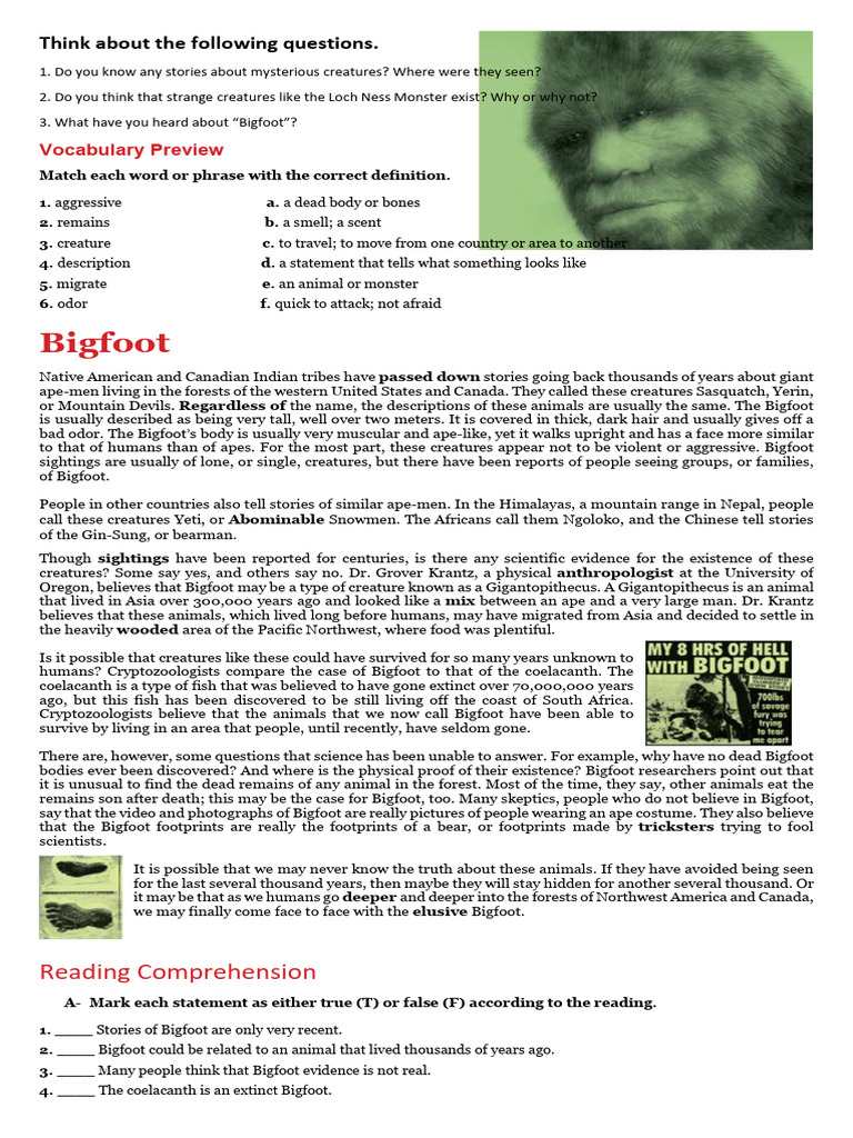 Bigfoot: Myths, Evidence, and Sightings | PDF | Young Adult
