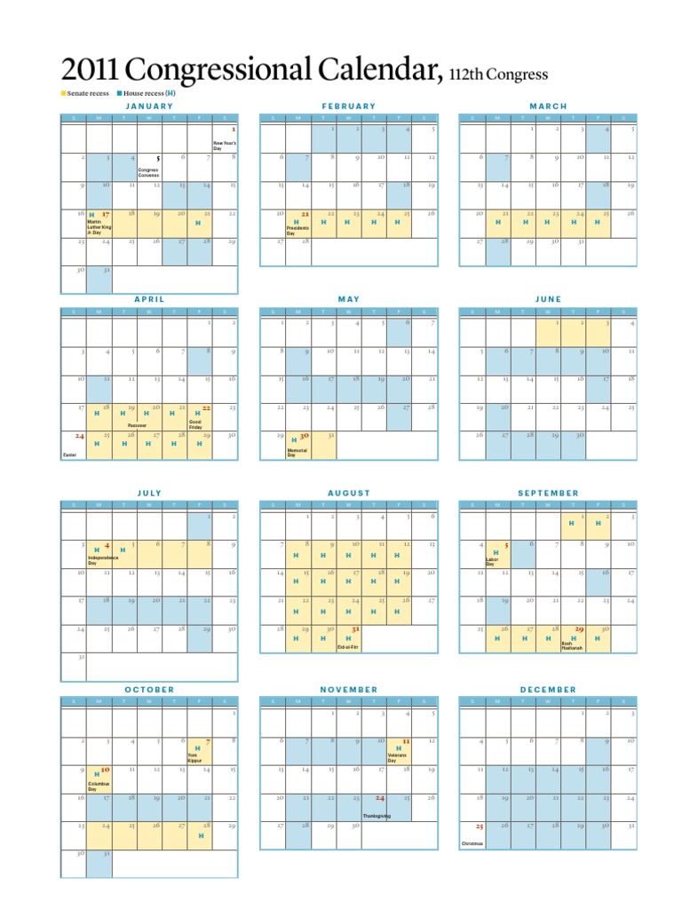 2011 Congressional Calendar Overview | PDF