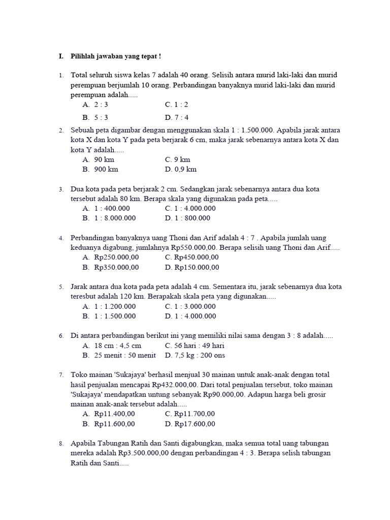 Soal Pts MTK Kls 7 | PDF