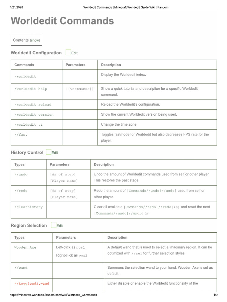 Worldedit Commands | PDF