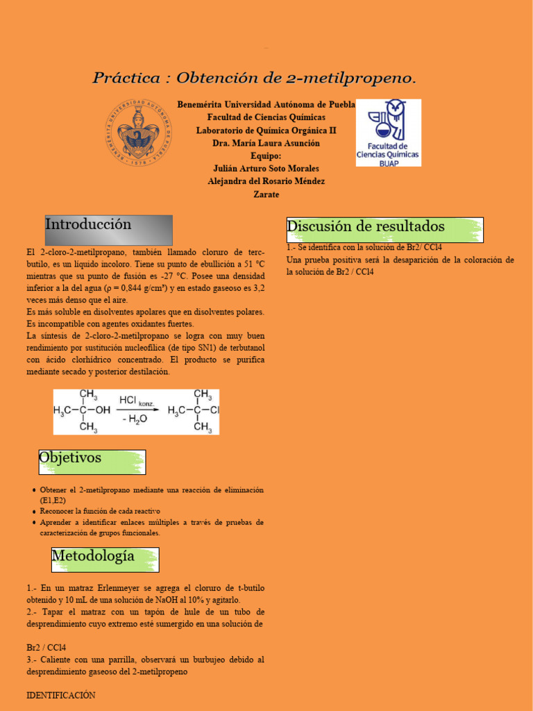 Practica Obtencion 2-Metilpropeno | PDF