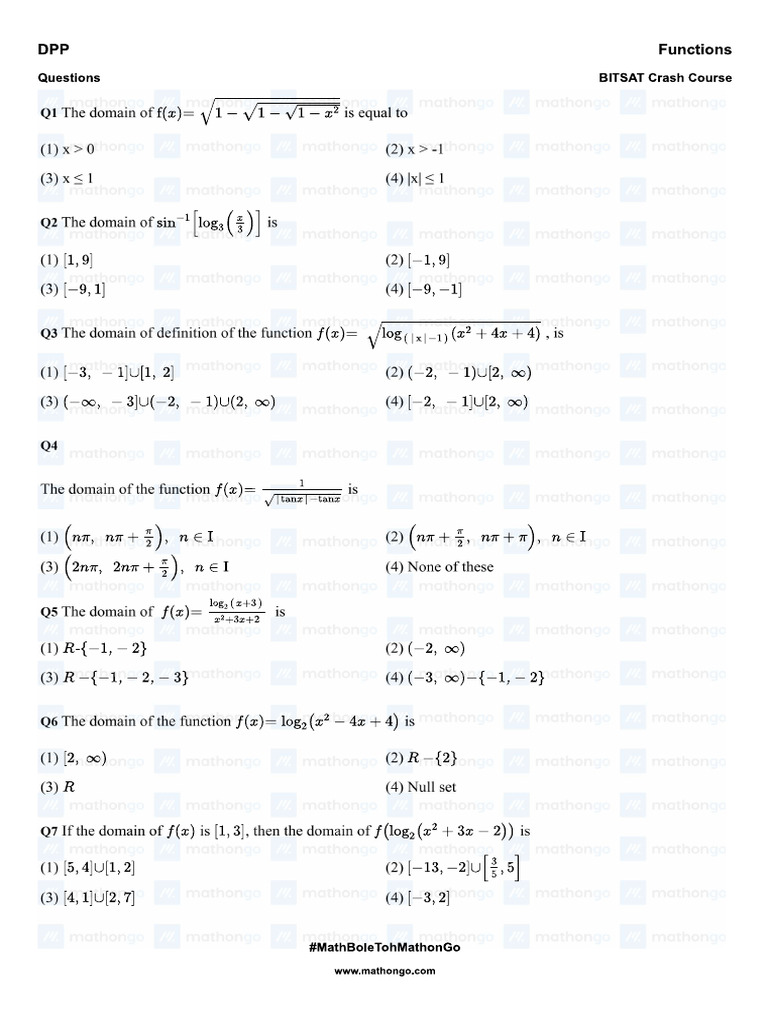 Functions_DPP_1_Questions | PDF