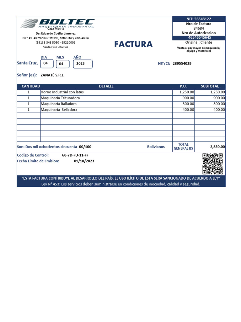 Facturas Maquinaria | PDF