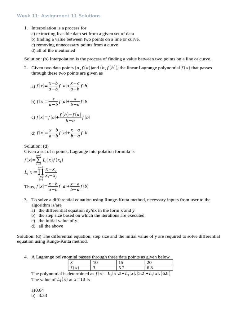 Week 11 Assignment Solution | PDF Week 11 Assignment Solution | PDF