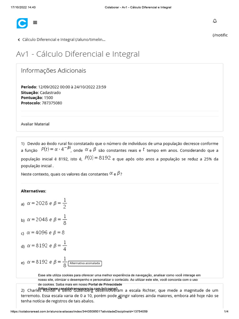 Av1 Cálculo Diferencial E Integral Pdf