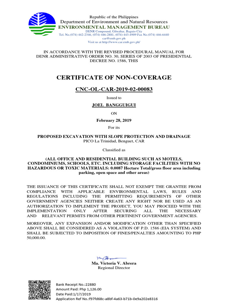 Certificate of Non-Coverage Issuance | PDF