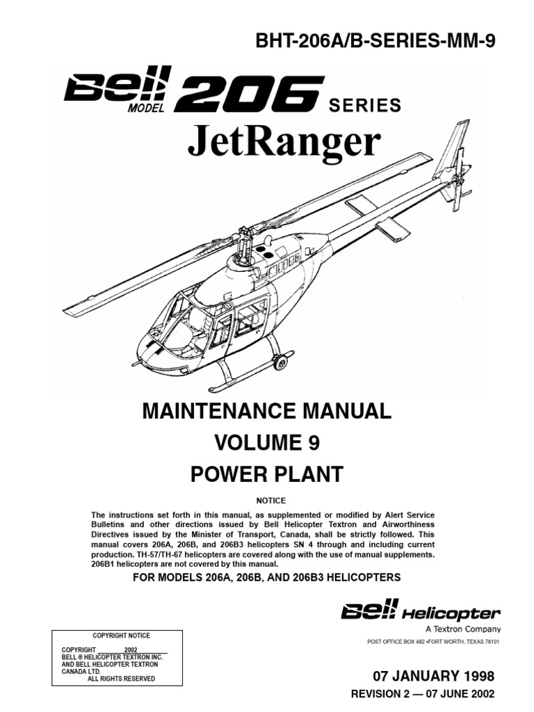 Maintenance Manual Power Plant: BHT-206A/B-SERIES-MM-9 | PDF