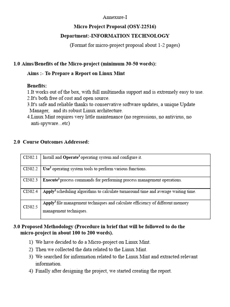 Osy Microproject Proposal | PDF | Operating System | Information