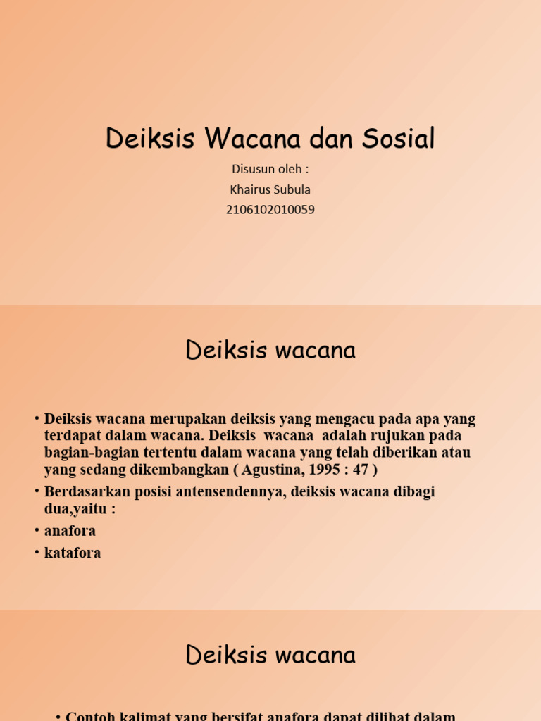 Khairus Subula, Deiksis | PDF