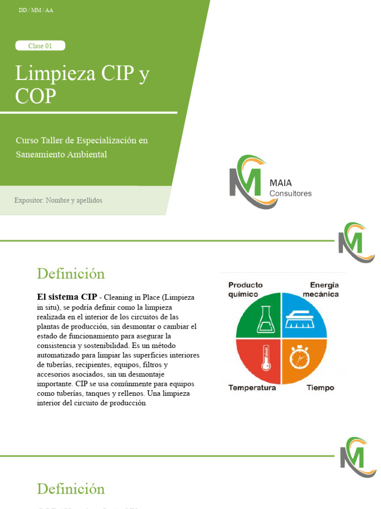 Limpieza CIP y COP | PDF | Agua | Detergente