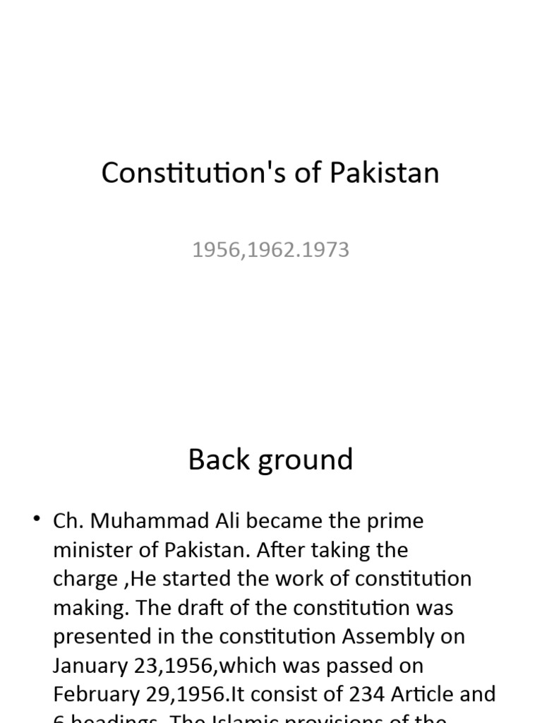 Lecture 4 Constitution's of Pakistan | PDF