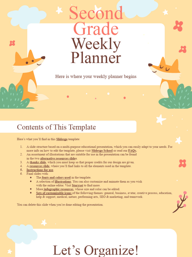 Second Grade Weekly Planner - by Slidesgo | PDF | Planets | Planets In ...