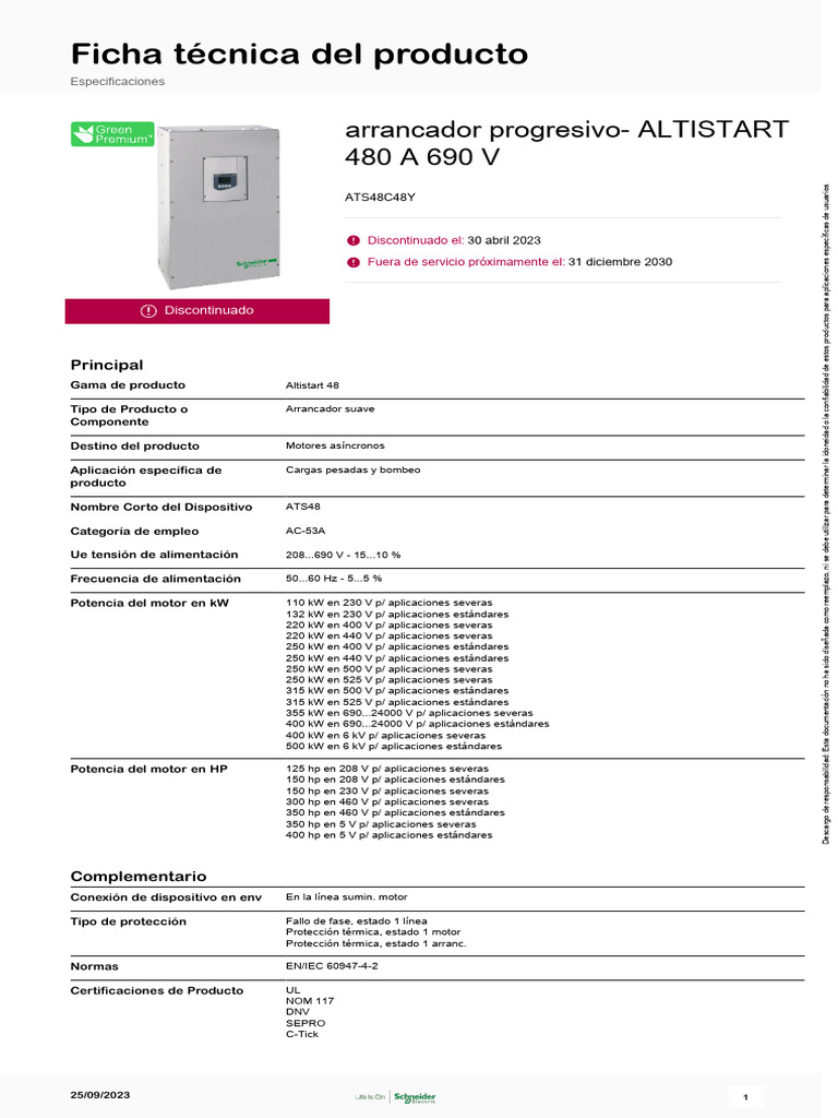Ficha Técnica: Arrancador ATS48 | PDF | Hogar, jardinería y bricolaje | Informática
