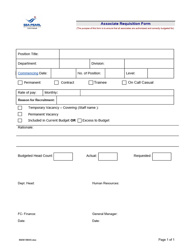 Associate Requisition Form | PDF