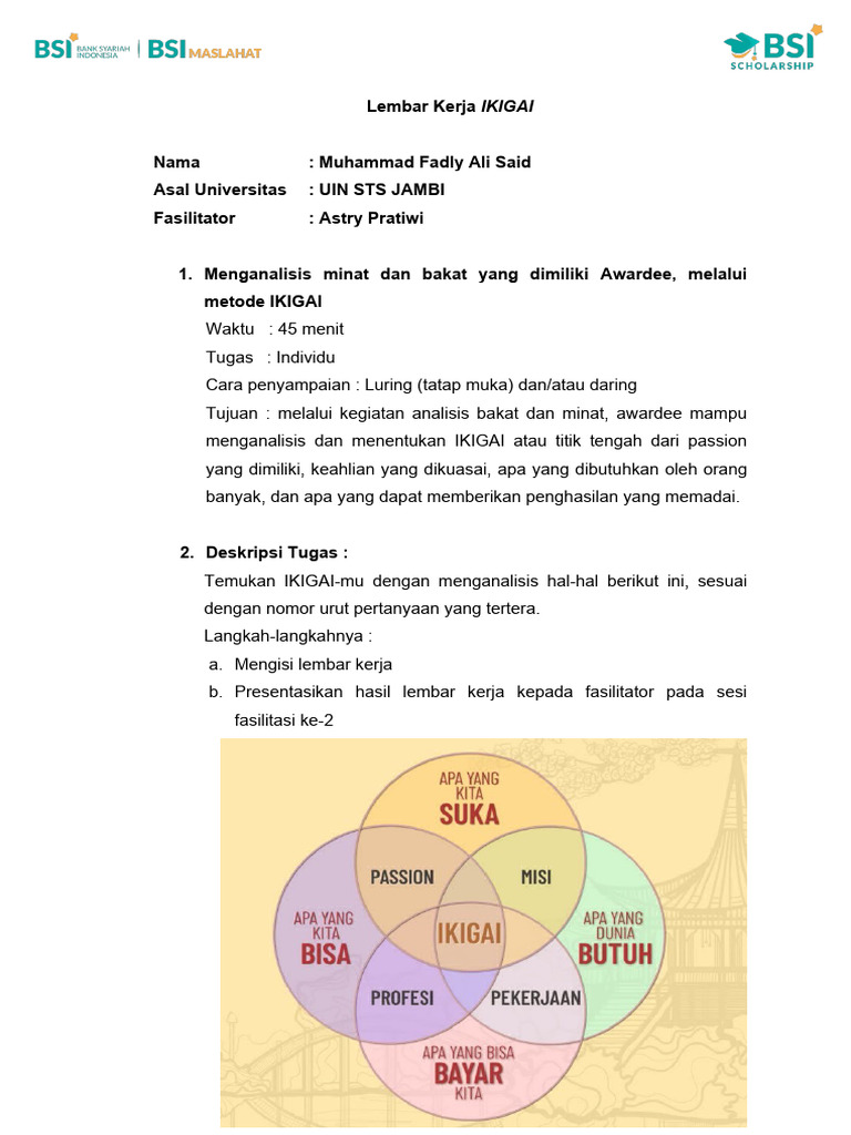 Lembar Kerja IKIGAI-BSI 2 | PDF