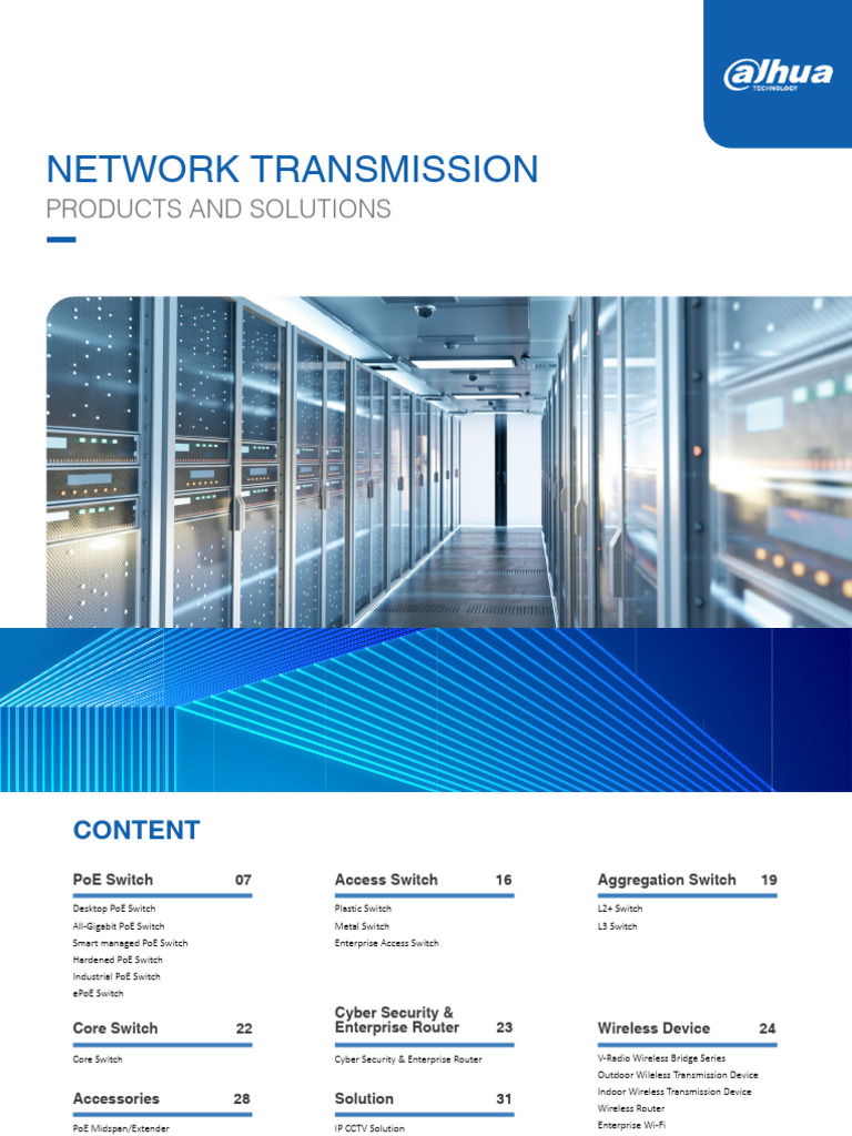 Catalog Dahua Network Transmission Products and Solutions V1.0 en 202204 (36P) | PDF